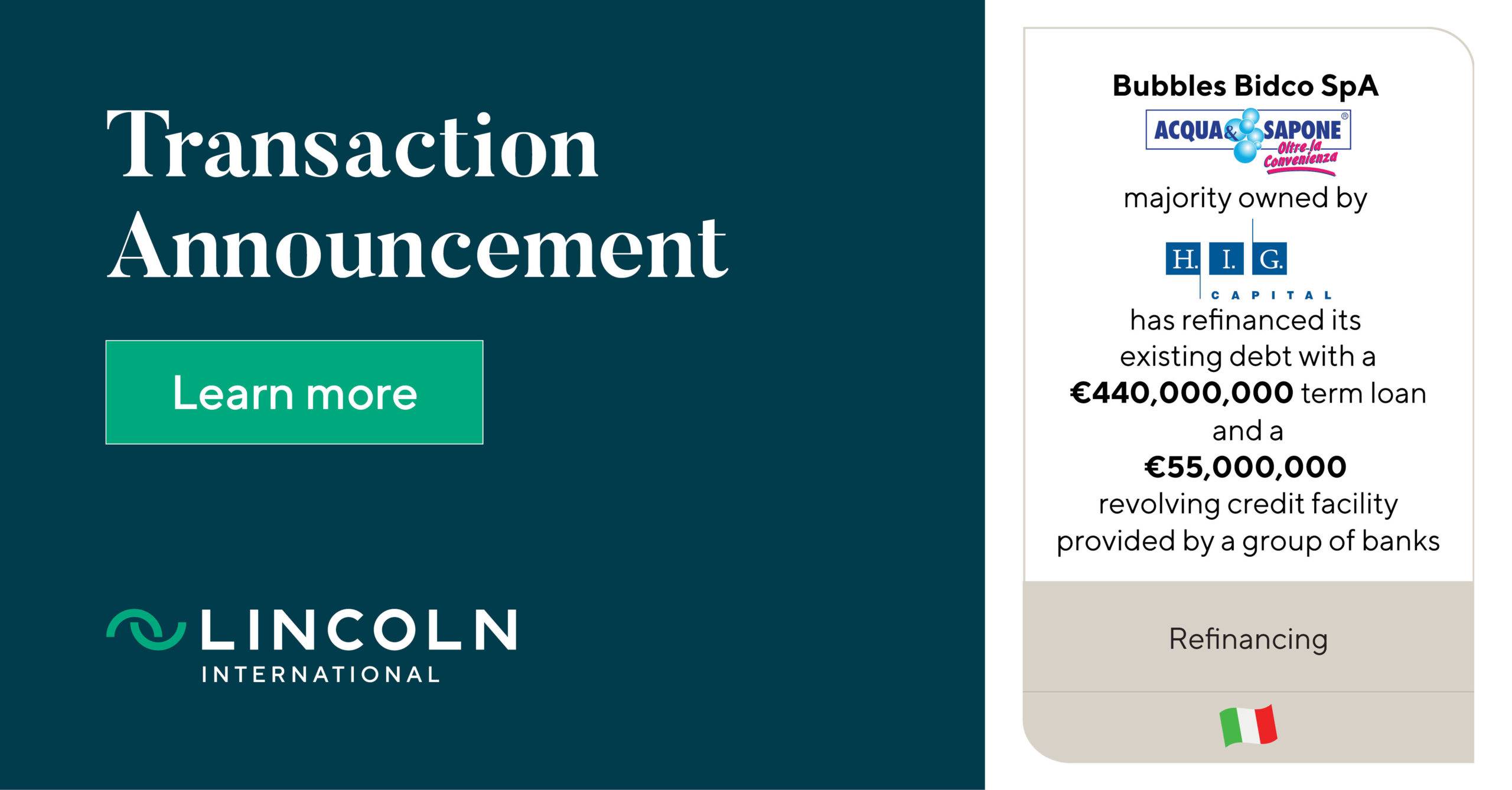 Bubbles BidCo has been refinanced - Lincoln International LLC