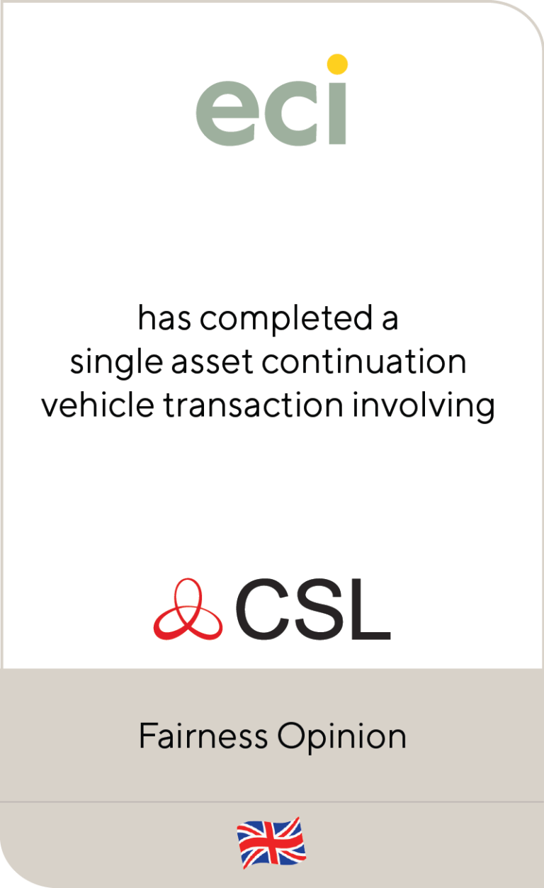 ECI has completed a single asset continuation vehicle transaction ...