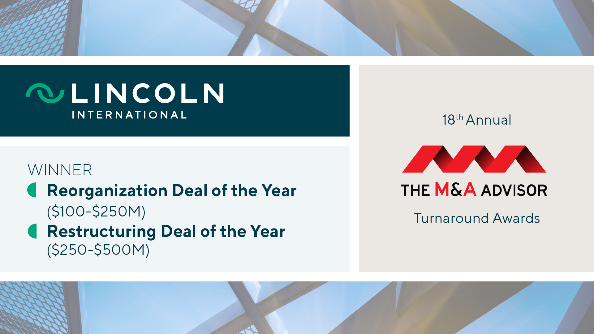 Lincoln International Awarded M&A Advisor Chapter 11 Reorganization and ...