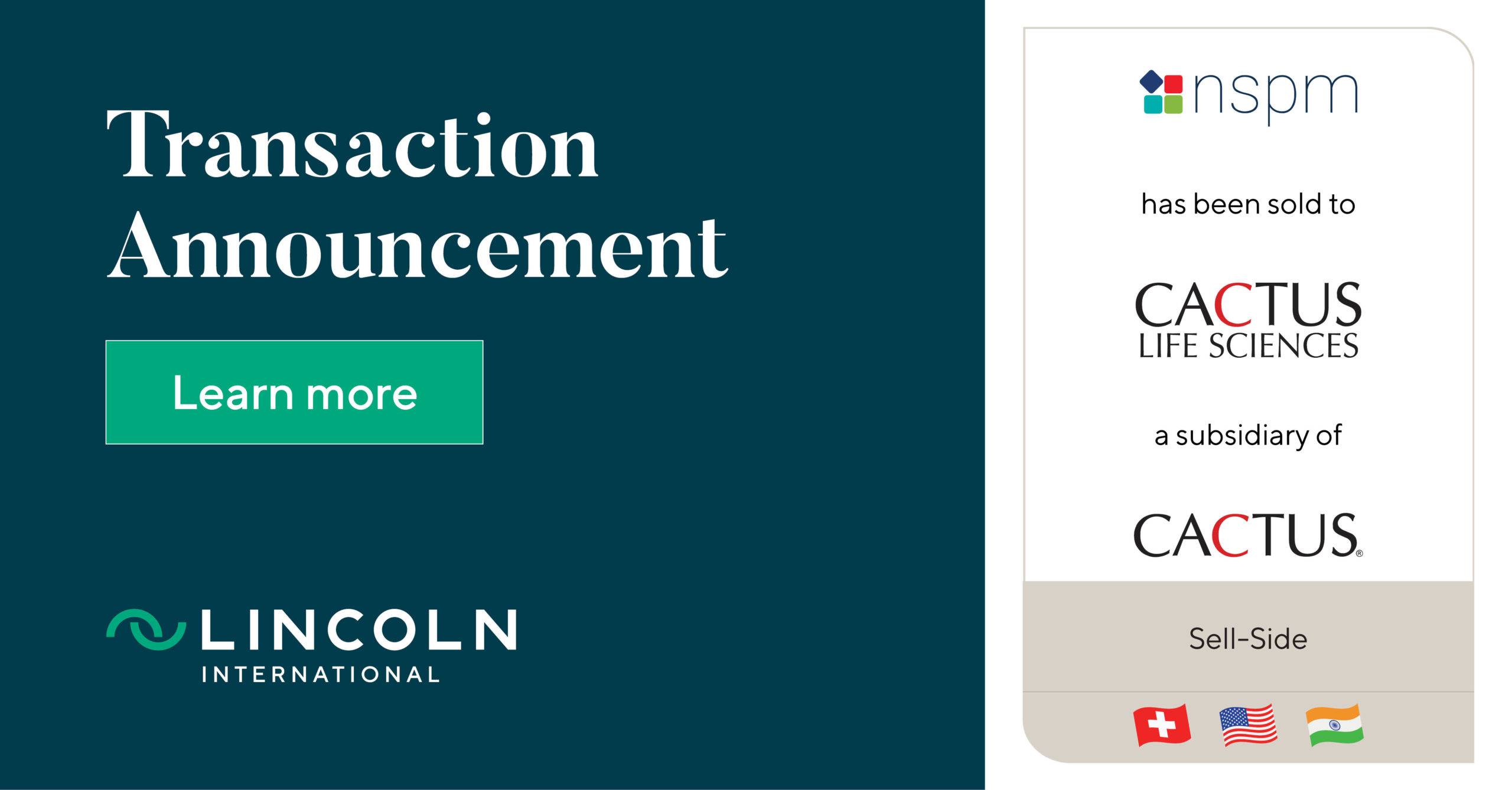 nspm has been sold to Cactus Life Sciences, a subsidiary of Cactus ...